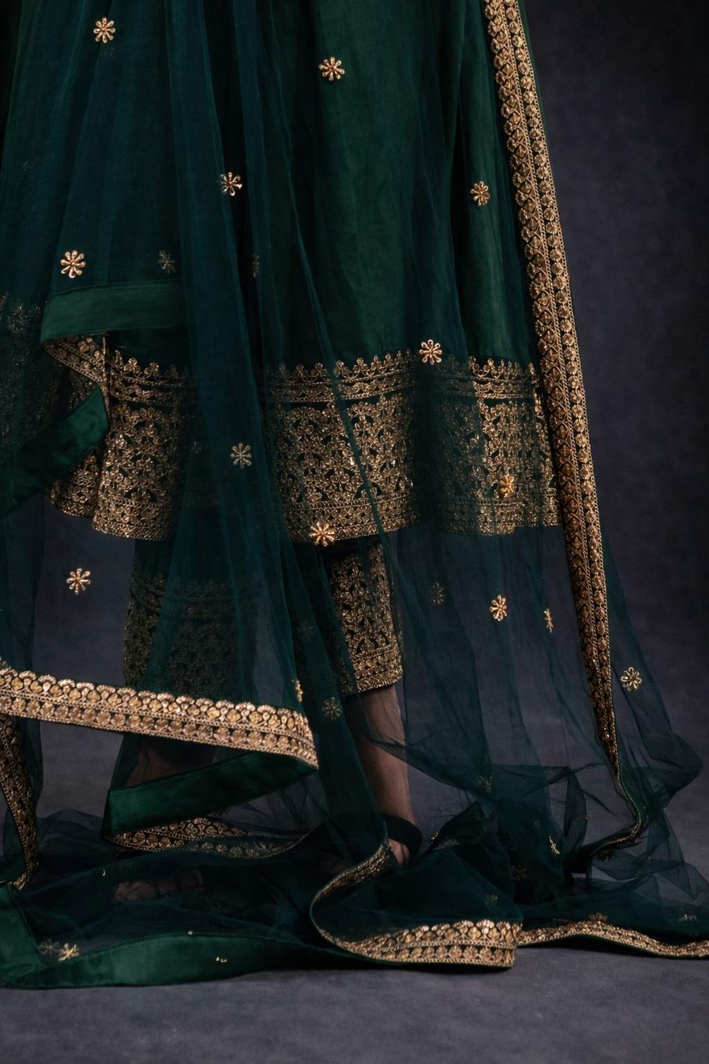 Traditional Anarkali style Afghani dress by Gulnaaz Fashions