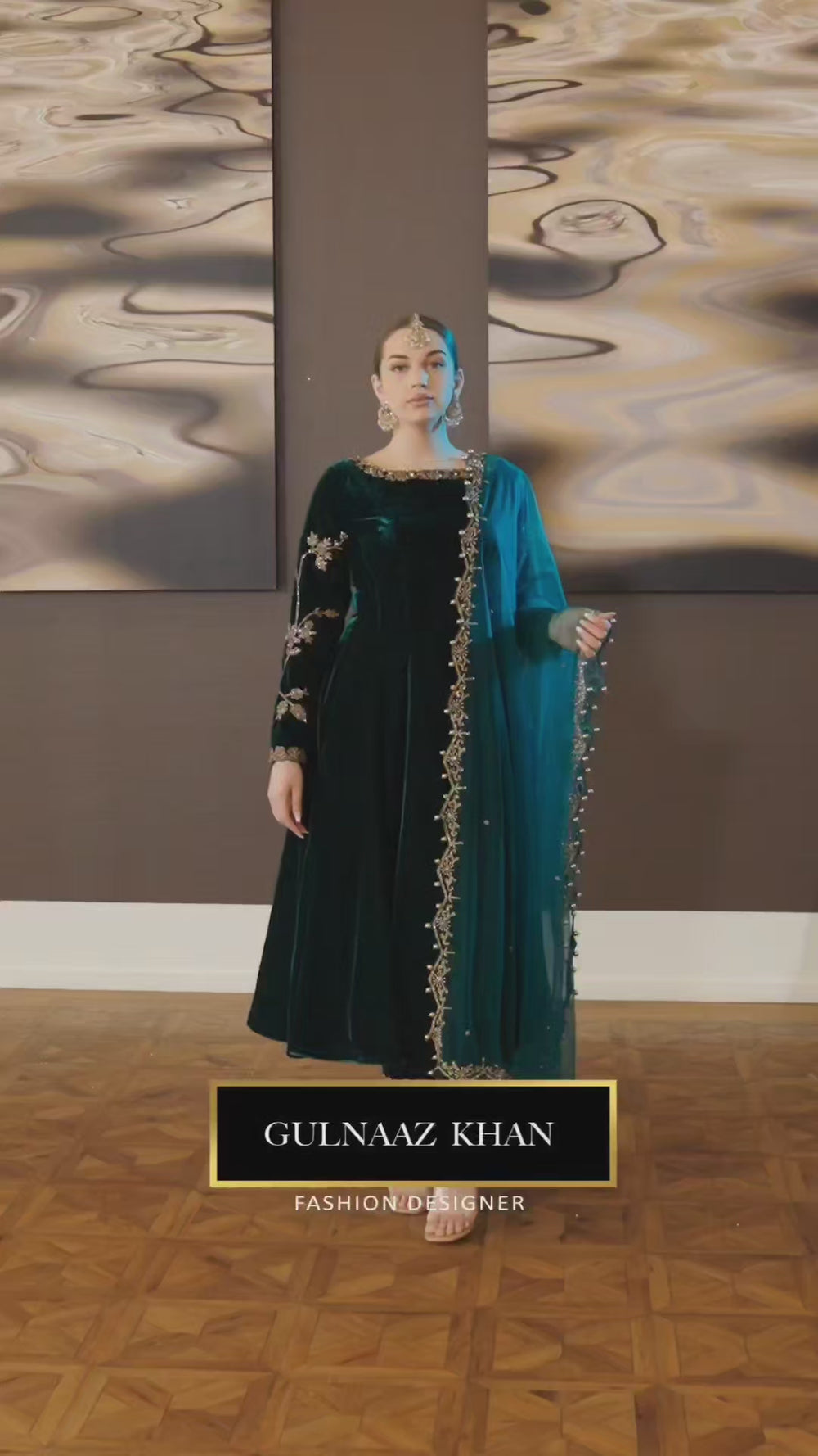 Zafira Green Velvet Anarkali Dress | Shop Now!
