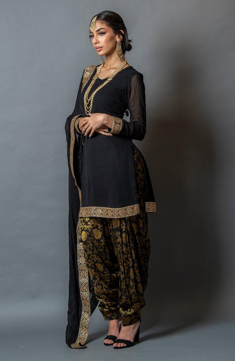 Black and gold salwar kameez | Buy Nala By Gulnaaz Khan