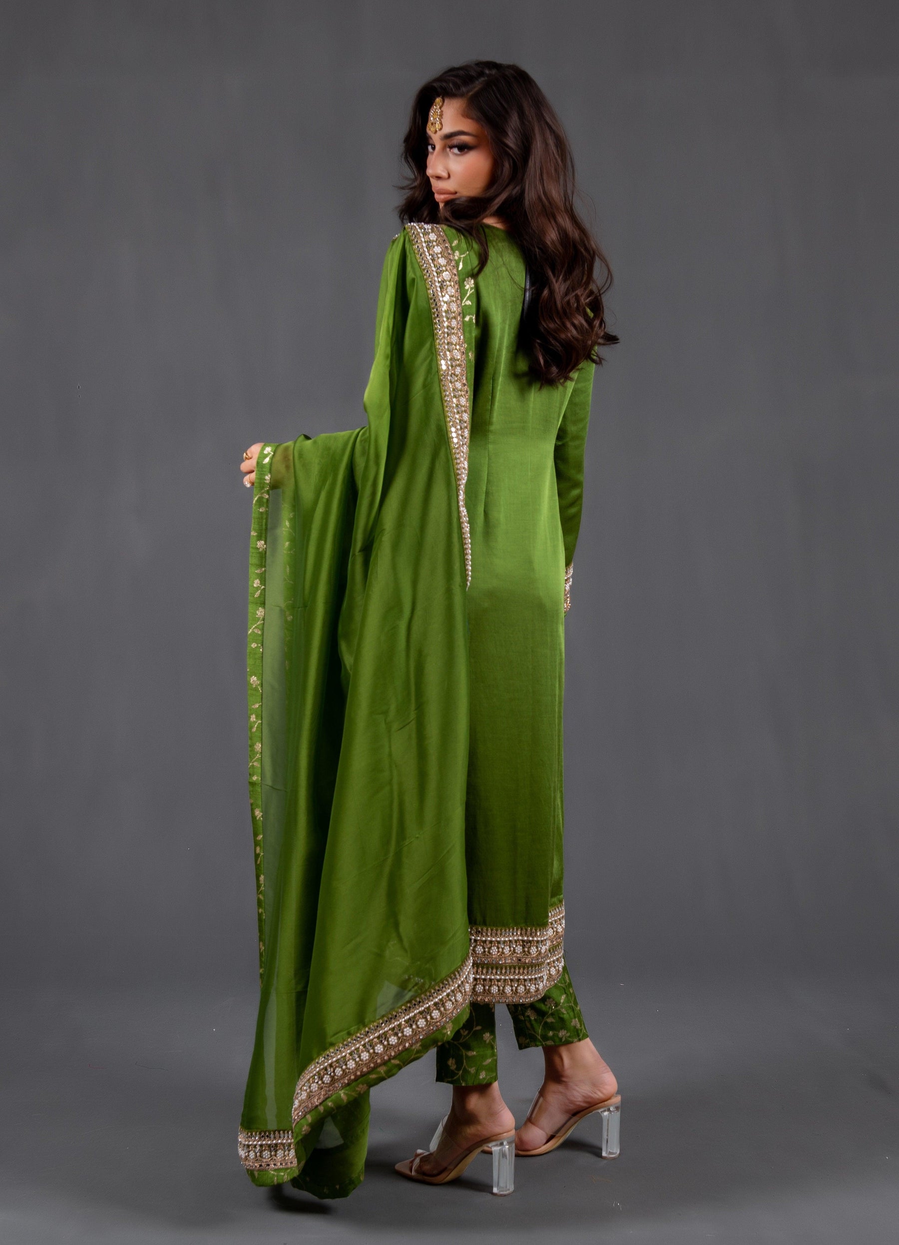 Green Kurta and pant for women | Shop Hareem Now!