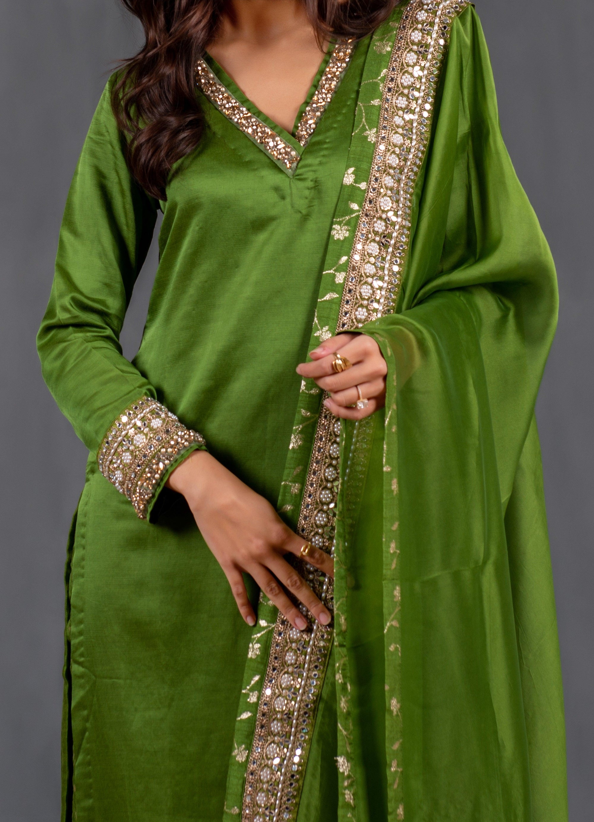 Green Kurta and pant for women | Shop Hareem Now!